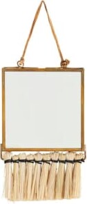 Madam Stoltz Small Square Hanging Mirror With Fringe - ShopStyle
