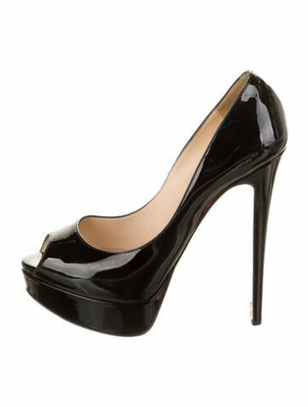 Christian Louboutin Lady Peep Patent Leather Pumps Black - ShopStyle Platforms