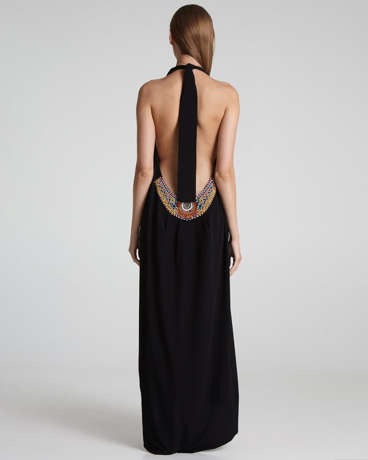 Maurizio Mykonos Black Embellished Open Back Maxi Dress - ShopStyle