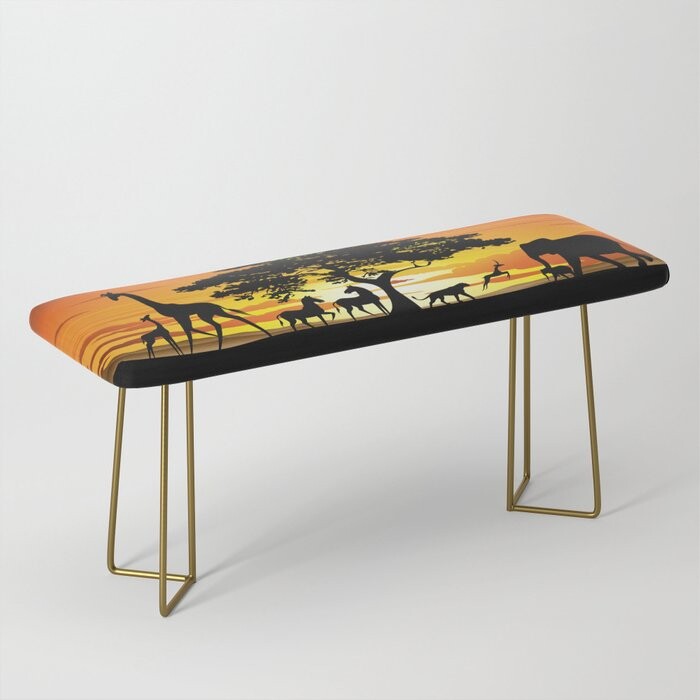 Society6 Wild Animals on African Savanna Sunset Benches - ShopStyle