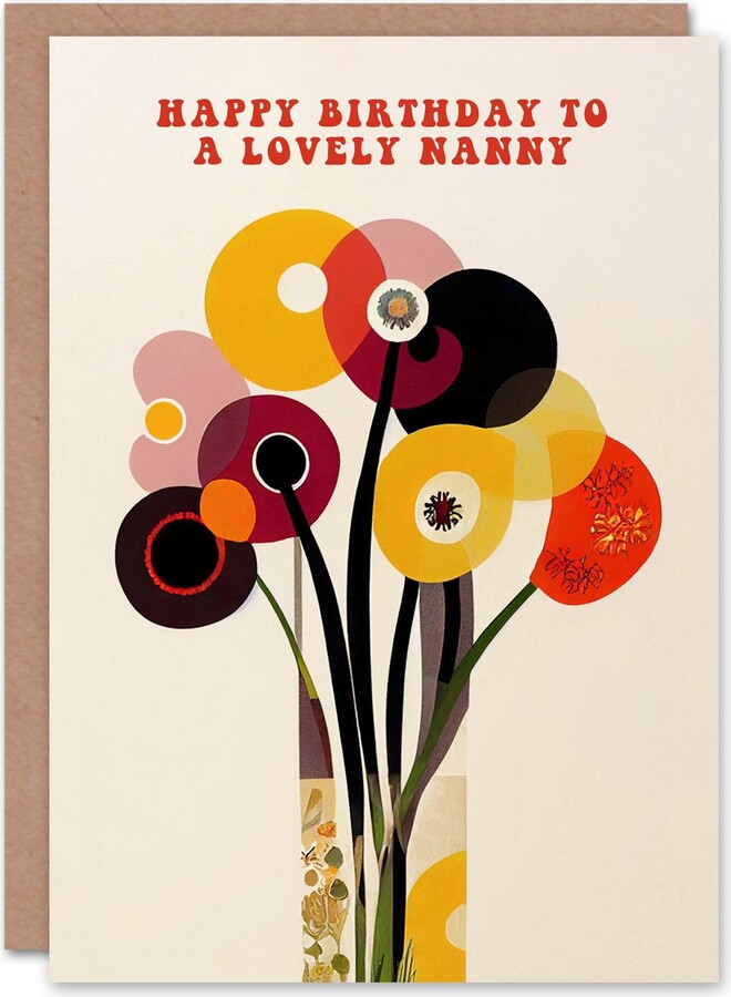 Artery8 Nanny Happy Birthday Card Cheerful Spring Flower Blooms Flowers ...