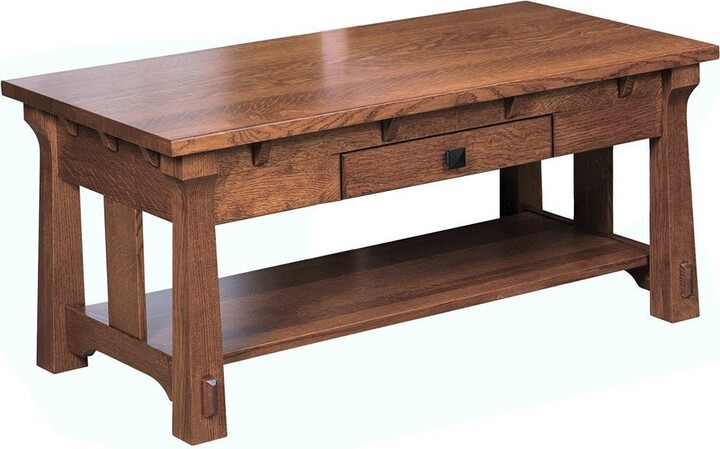 Etsy 52" Manitoba Solid Wood Coffee Table With Drawer, Quarter Sawn ...