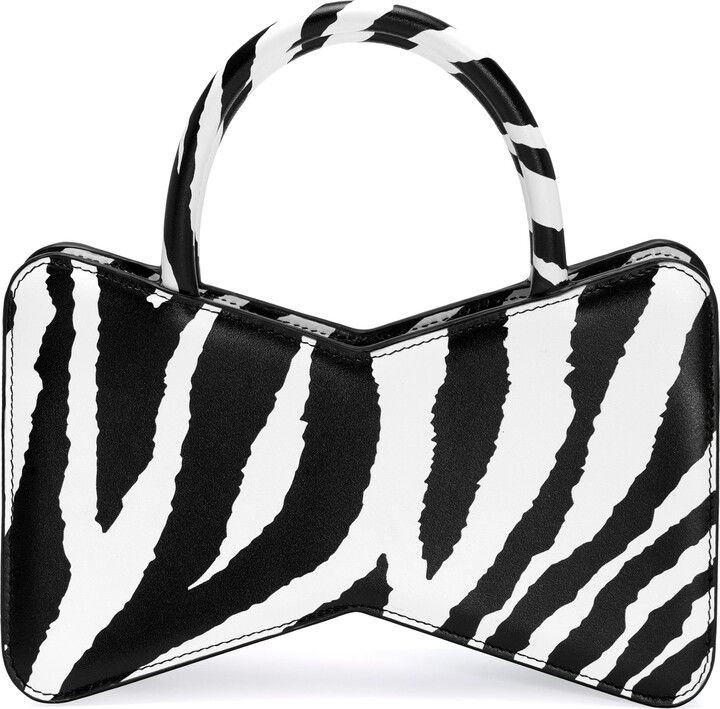 MACH & MACH Bow Zebra Stripe Leather Top Handle Bag - ShopStyle