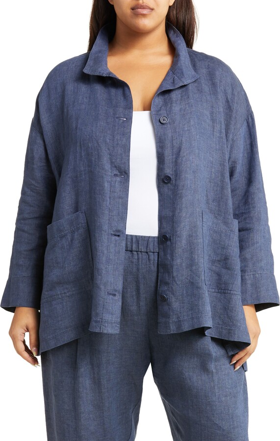 Eileen Fisher Organic Linen Shirt Jacket - ShopStyle