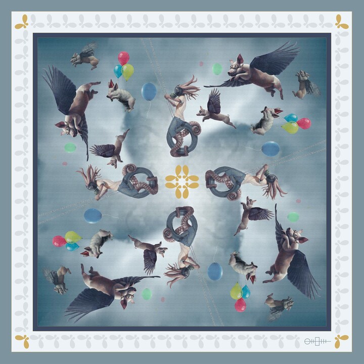 Henelle Women's Gold / Blue / White High Flyer Silk Scarf - ShopStyle ...