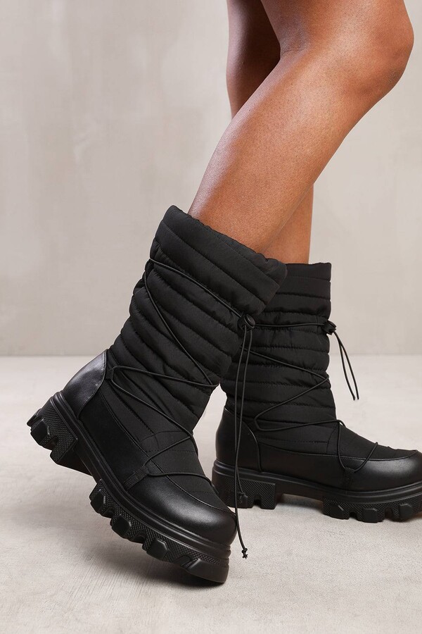 Where's That From 'Susie' Puffer Quilted Boot With Chunky Soles - Black ...