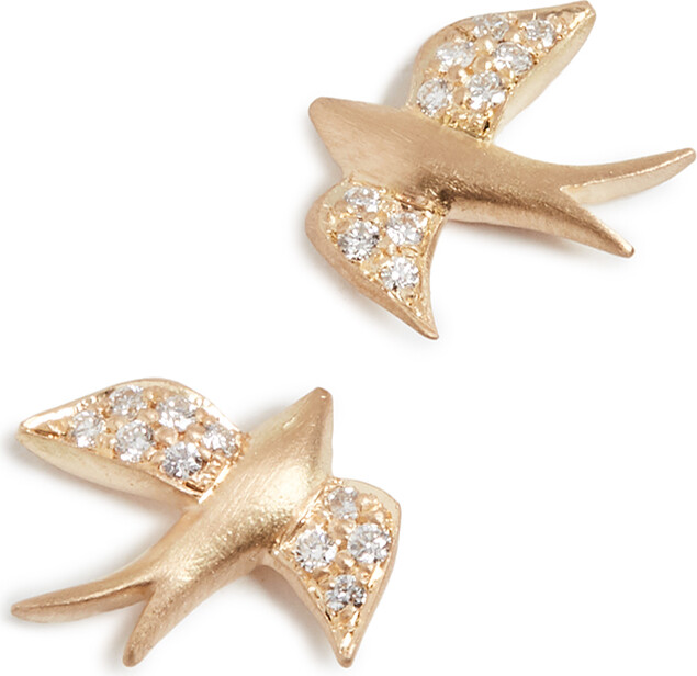Jade Trau 18k Soaring Nightingale Studs - ShopStyle Earrings