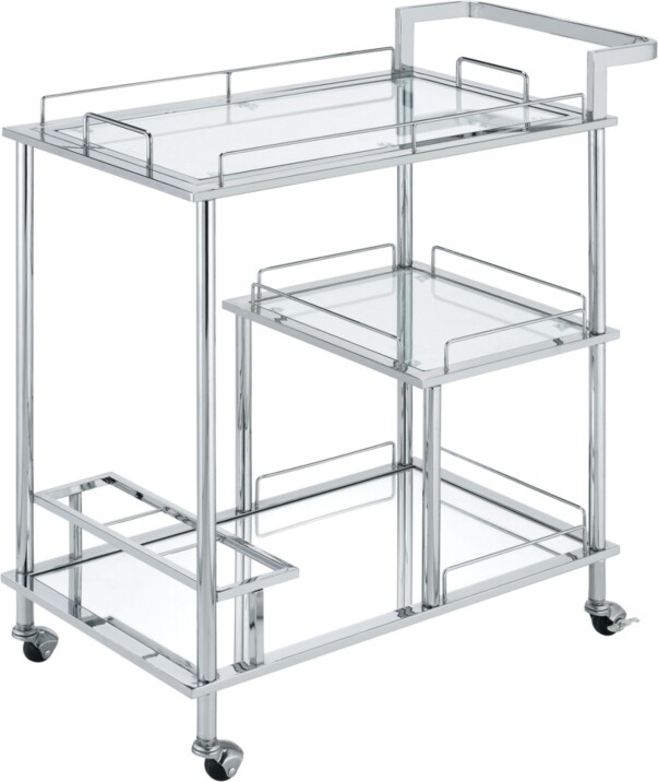 Simplie Fun Splinter Serving Cart, Clear Glass & Chrome Finish ...