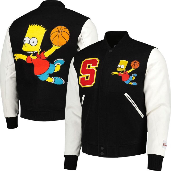 Men's Freeze Max Black The Simpsons Basketball Full-Zip Varsity Jacket ...