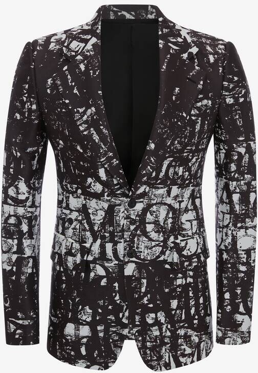 Alexander McQueen Men's Logo Stamp Single-Breasted Jacket In Black ...