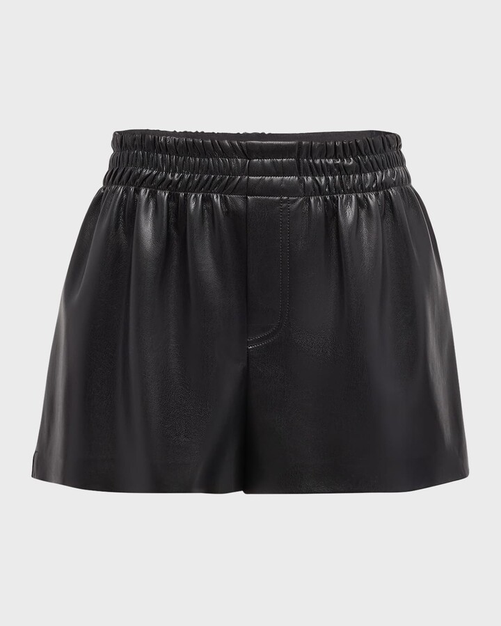 Alice + Olivia Richie Mid-Rise Vegan Leather Boxer Shorts - ShopStyle