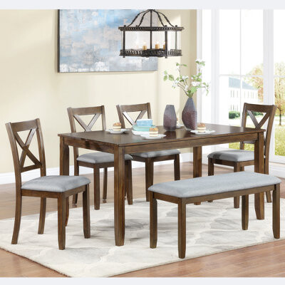 Gracie Oaks Dining Set with Bench Dining Table with Bench Farmhouse ...