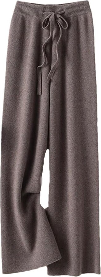 Disimlarl Women Knit Wool Pant Drawsting High Waist Wide Leg Pants Casual Office Lady Strecth ...
