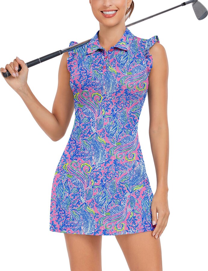 WOWENY Tennis Golf Dress for Women Pleated with Built in Shorts and ...