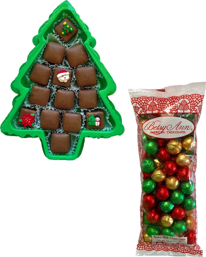 Betsy Ann Chocolates Large Christmas Tree Chocolate Meltaways & Milk ...