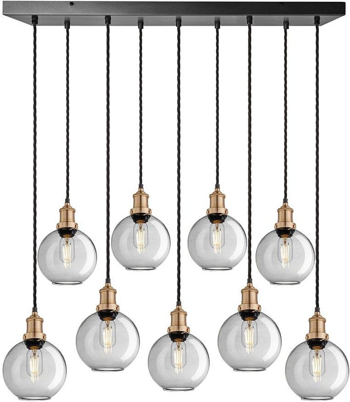 Industville Brooklyn Tinted Glass Globe 9 Wire Cluster Lights, 7 inch ...