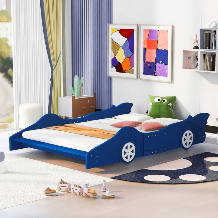 SUNMORYINC Full Size Race Car-Shaped Platform Bed with Wheels - ShopStyle