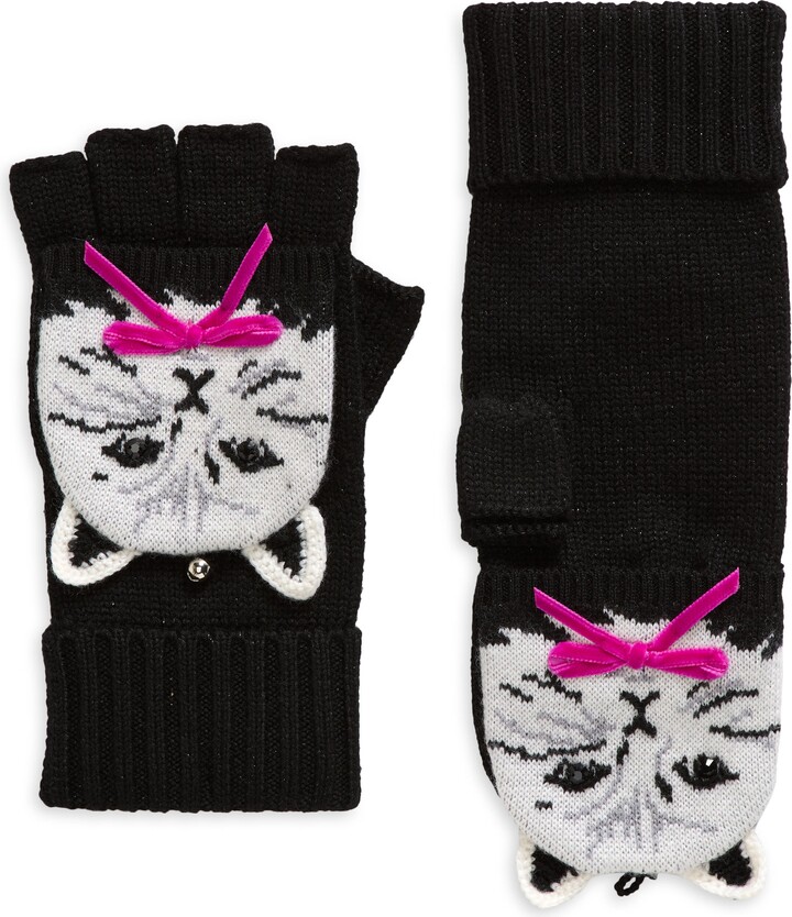 Kate Spade Pretty Kitty Pop Top Wool Blend Mittens - ShopStyle Gloves