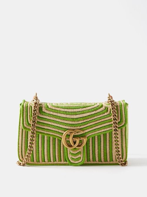 Gucci GG Marmont Raffia Shoulder Bag - ShopStyle