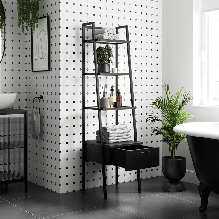 Dunelm Stannis Reeded Glass Ladder Shelf Black - ShopStyle TV Stands ...