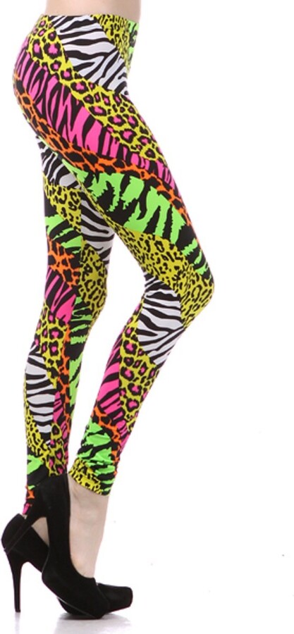 NEON NATION NeonNation Multi Color Animal Print Bright Leggings 1980s ...