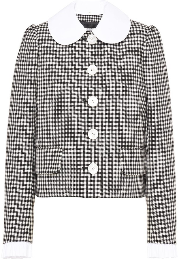 Miu Miu Single-Breasted Gingham Check Jacket - ShopStyle