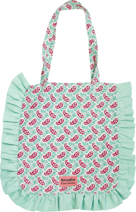 Studio Courtenay - Mint Green Paisley Print Beige Tote Bag - ShopStyle