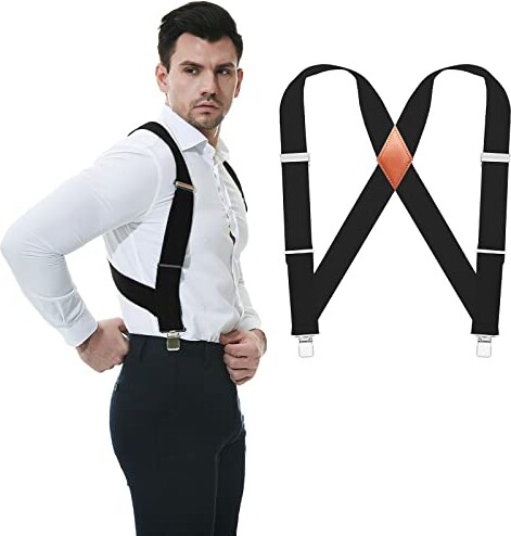 JTCMOJS Side Clips Suspenders for Men Heavy Duty 2" Trucker Style Work ...