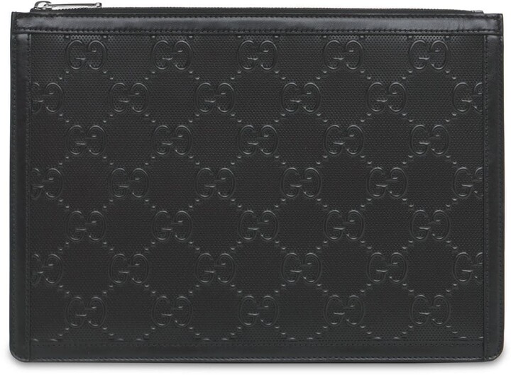 Gucci GG embossed leather pouch - ShopStyle Briefcases
