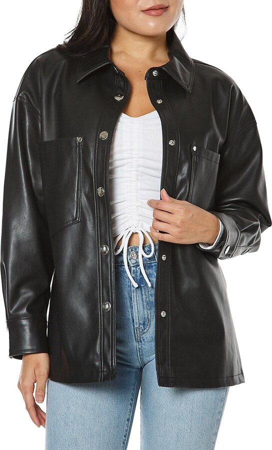Juicy Couture Faux Leather Shirt Jacket - ShopStyle