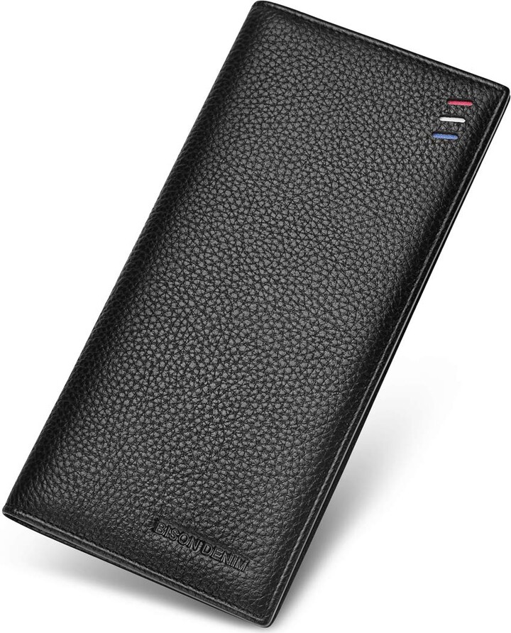 BISON DENIM RFID Bifold Wallets Slim Credit Card Wallet Real Leather ...