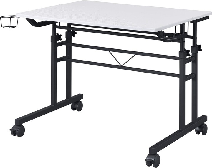Rolling Writing Desk with Height Adjustable Desktop and Moveable Shelf ...