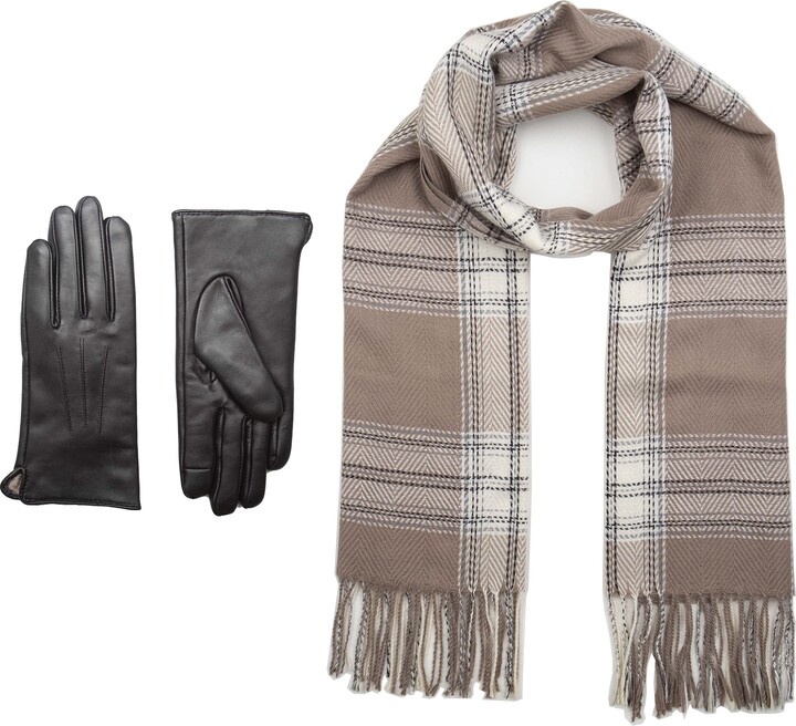 ZEN ELK Women's Winter Scarf and Touch Screen Leather Gloves Gift Set ...