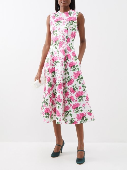 Emilia Wickstead Mara Floral-print Faille Midi Dress - ShopStyle