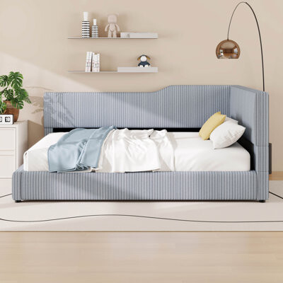 Latitude Run Upholstered Corner Daybed, Modern L-Shaped Daybed With ...