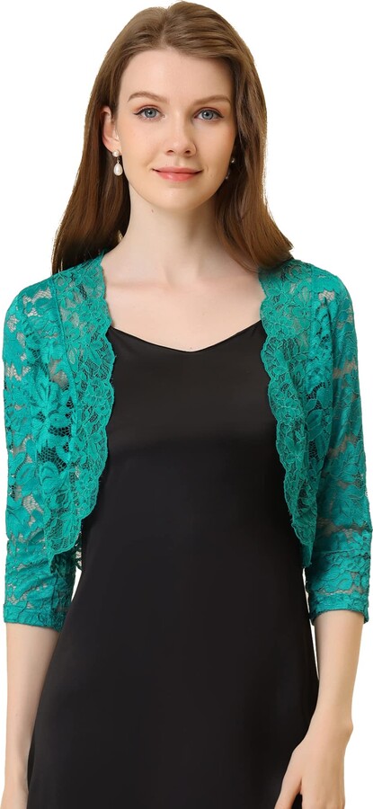 Allegra K Women's St. Patrick's Day Lace Sheer Shrug Elegant 3/4 Sleeve ...
