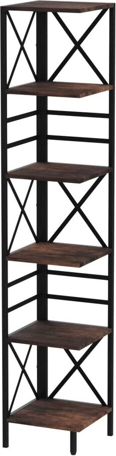 Howcool 6 Tier Industrial Corner Shelf Unit, Tall Bookcase Storage ...
