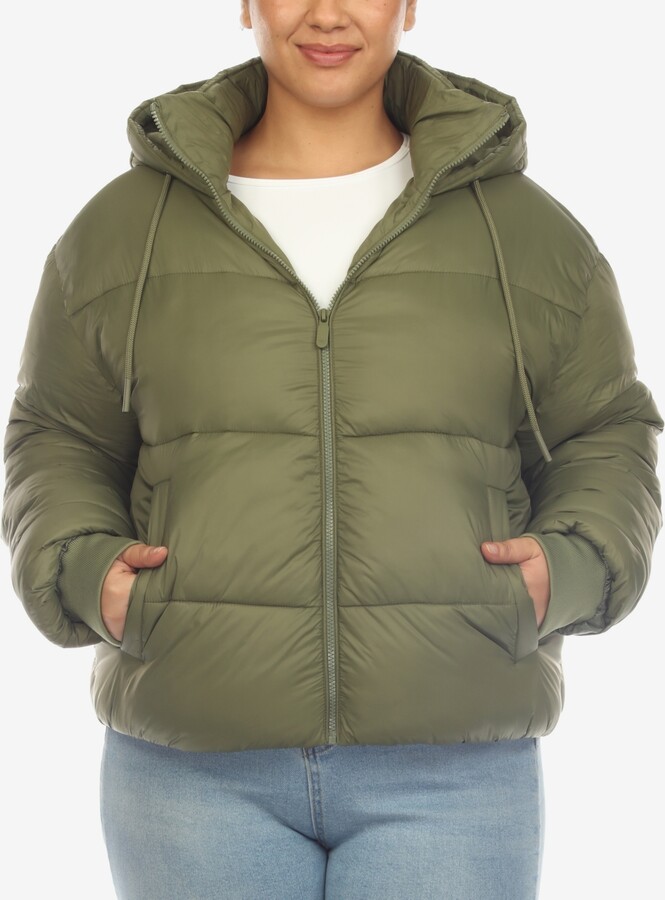 White Mark Plus Size Hooded Bomber Puffer Coat - ShopStyle