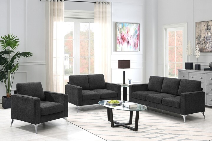 EDWINRAYLLC Modern 3-Piece Sofa Sets Chenille Upholstered Couches Sets ...