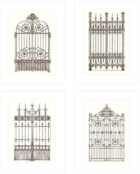 PaperWords Set of 4, French Garden Gates 8"x10" Prints on Archival ...