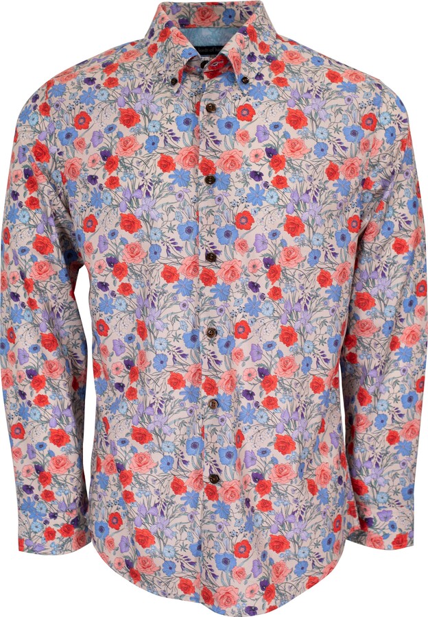 Lords of Harlech Men's Morris Rose Floral Shirt In Pumice - ShopStyle