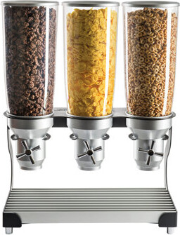 Cal-Mil Turn N Serve Black 5 Liter Triple Canister Cereal Dispenser ...
