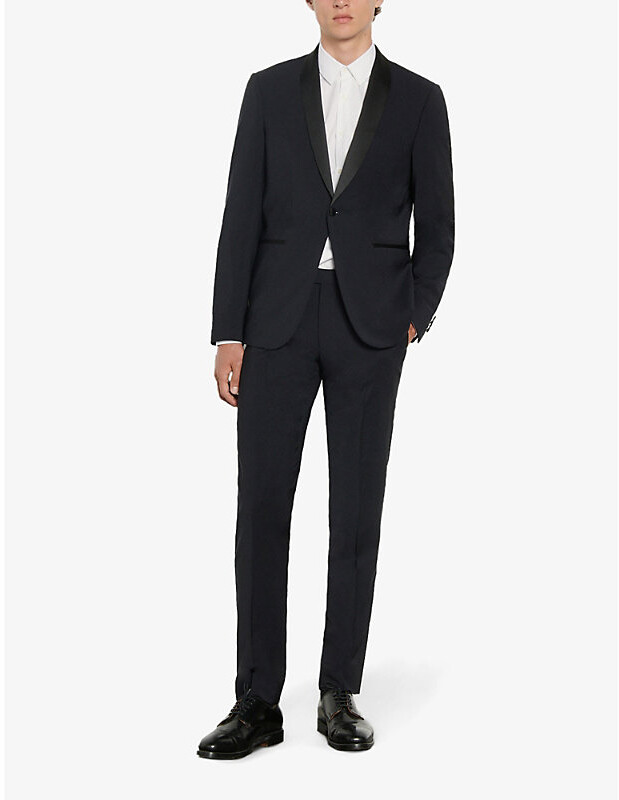Sandro Mens Navy Blue Shawl-collar Wool Tuxedo Jacket - ShopStyle Sport ...