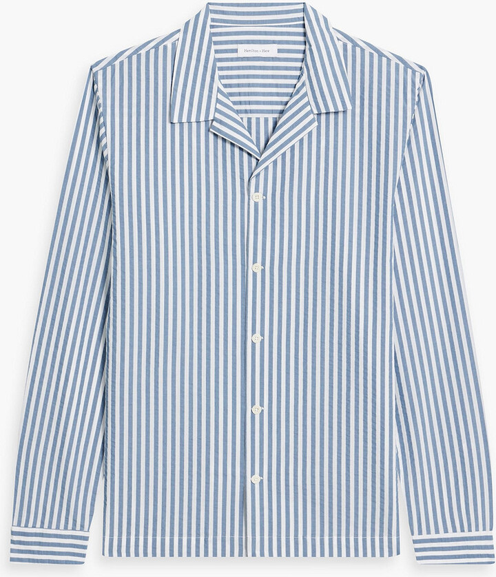 Hamilton And Hare Striped cotton-poplin pajama top - ShopStyle Pyjamas