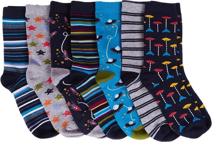 Thought Mens Space Sustainable Bamboo 7 Pair Pack Multi Socks Gift Box 7-11 - ShopStyle