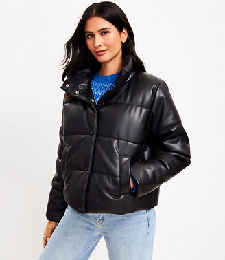 LOFT Petite Faux Leather Puffer Jacket - ShopStyle