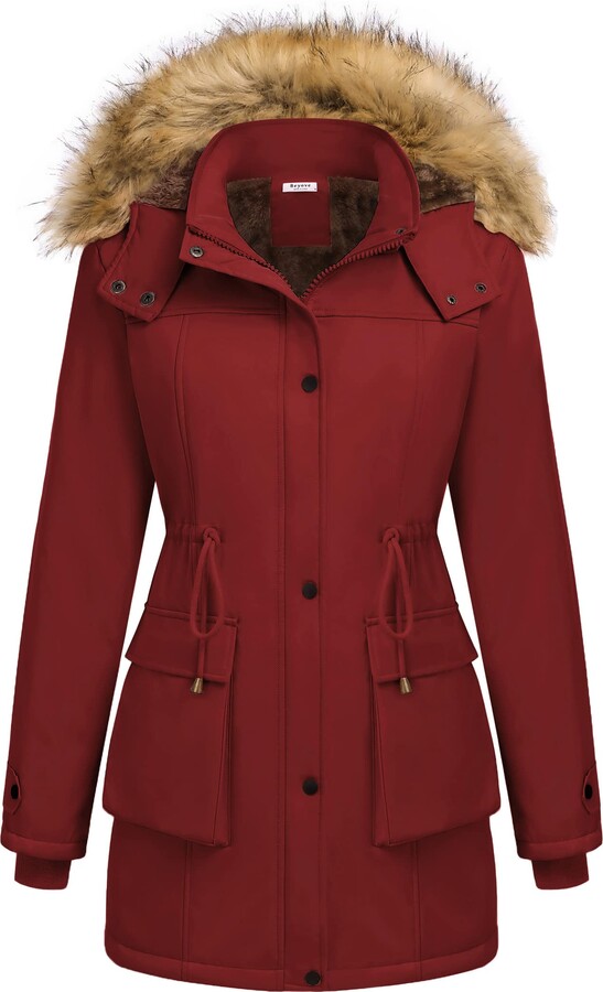Beyove Womens Parka Hooded Warm Winter Coats with Faux Fur Lined ...