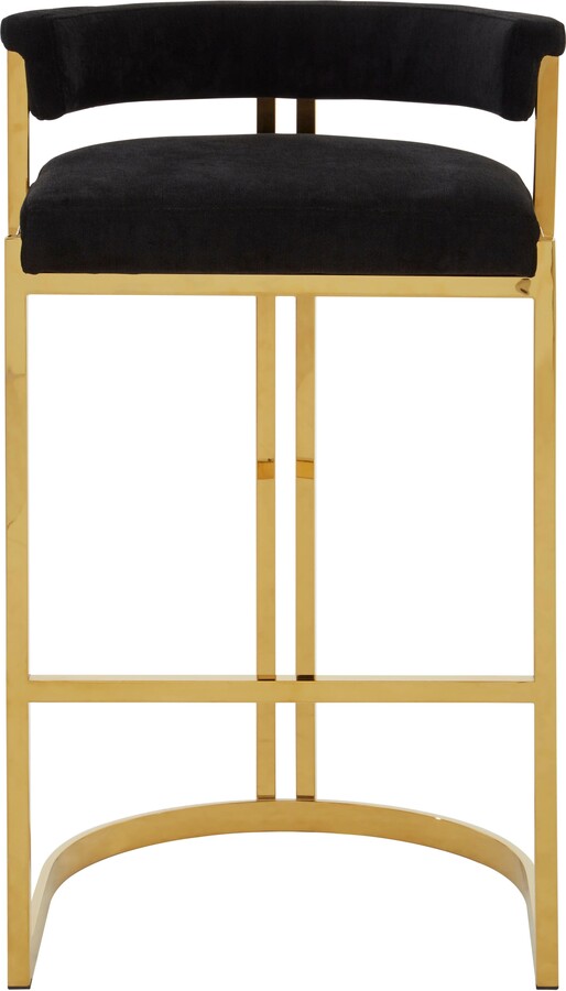 Premier Housewares Black Velvet Bar Stool with Gold Frame, Luxury Black ...