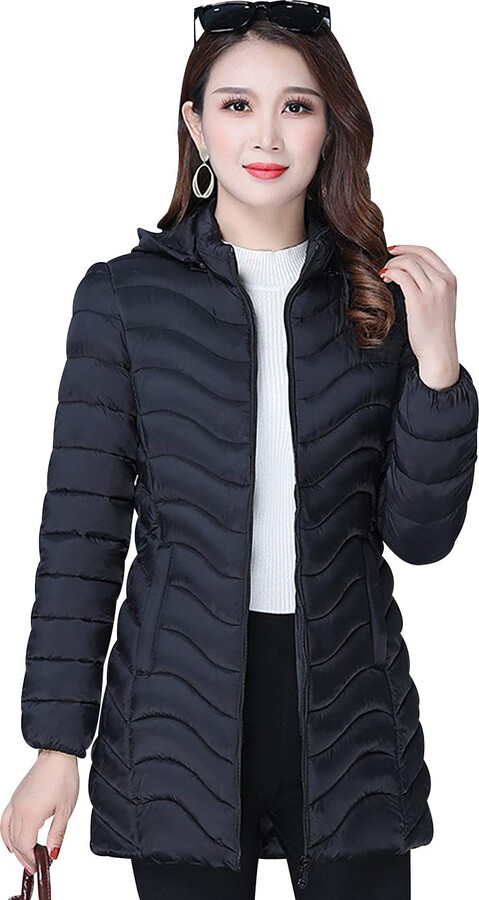 N \ A N A Puffer Jacket Womens Winter Long Padded Jacket Lightweight ...