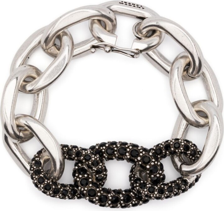 Isabel Marant Glass Crystal-Embellished Curb-Chain Bracelet - ShopStyle